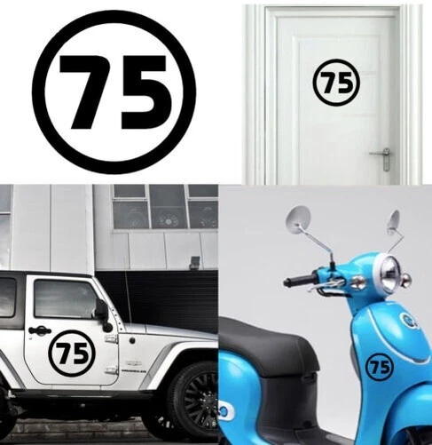 AUTOCOLLANT EN VINYLE Numéro 75 V2 EUR 4,31 - PicClick FR