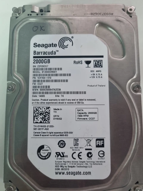 SEAGATE BARRACUDA 2 TB Internal 7200 RPM 3.5" Hard Drive -ST2000DM001 HDD EUR 9,35 - PicClick FR
