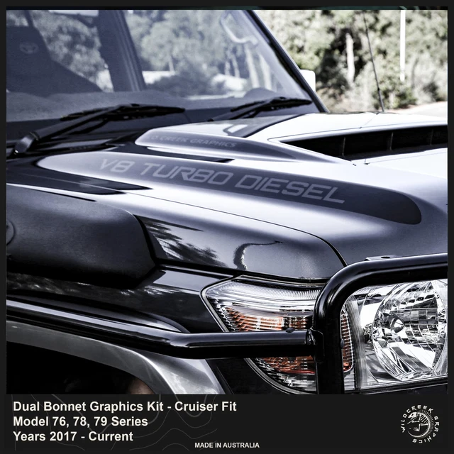 V8 BONNET SCOOP Sticker/Decal SUITS 70 76 78 79 series VDJ Toyota ...