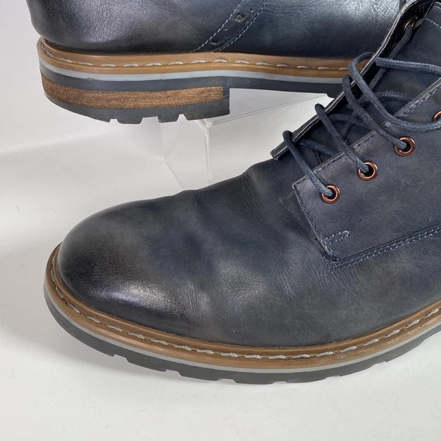 CLARKS CHUKKA BOOTS Shoes Mens UK Blue Leather Ankle Lace Up Casual ...