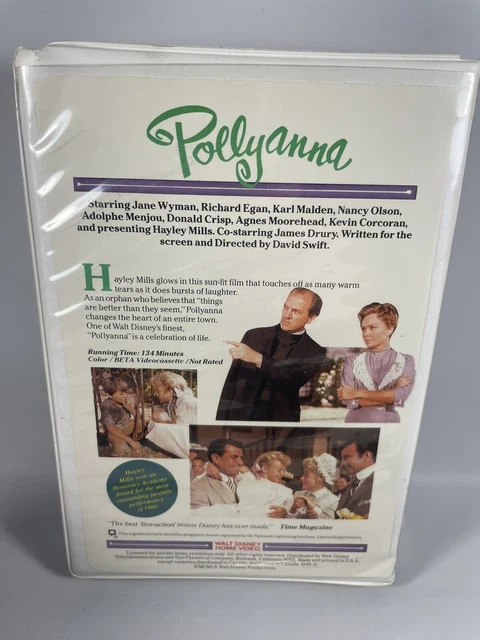 WALT DISNEY - Pollyanna Sony Beta Betamax Tape White Clamshell Case NOT ...