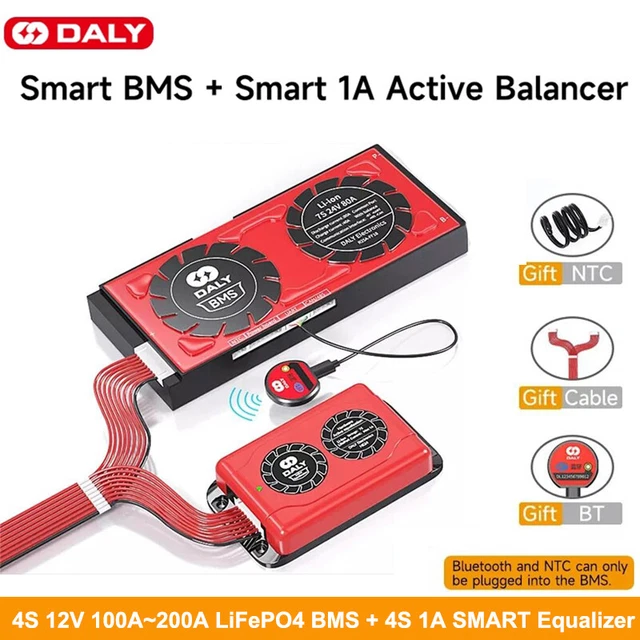 DALY SMART BMS Lifepo4 4S 12V 100A~200A Common Port w/Balance+1A Active Balancer £102.34 ...