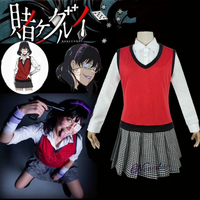 NEW KAKEGURUI COMPULSIVE Gambler Midari Ikishima School Cosplay Uniform ...