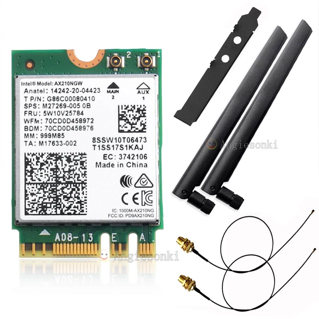 INTEL AX210 DUAL Band Bluetooth 5.2 Wifi 6E M.2 Card 3000Mbps Network ...
