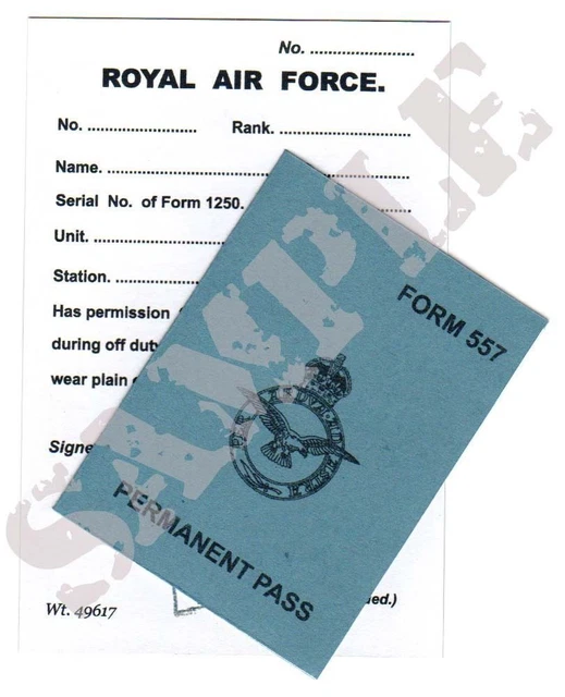 WW2 RAF IDENTITY Card - Form 1250 - King Crown Version - (Exact Copy) £ ...