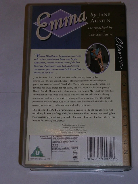 EMMA - Jane Austen - BBC Drama - VHS video - 2 tapes. £7.99 - PicClick UK