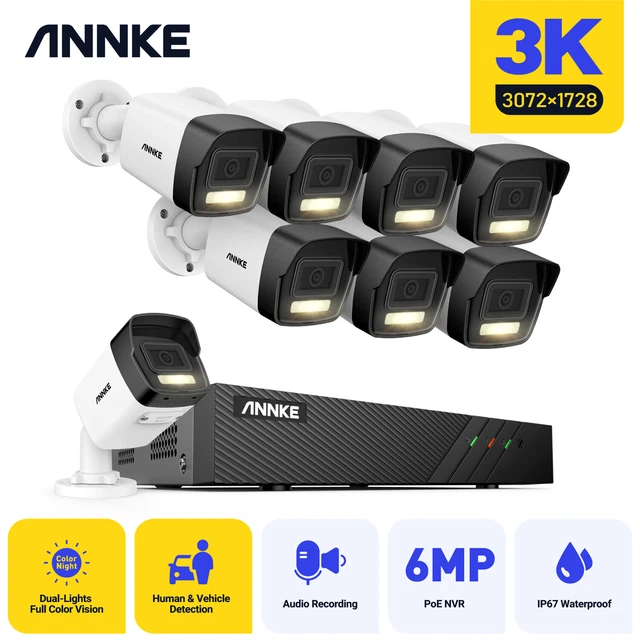 ANNKE 3K 5MP Color Night Vision CCTV Camera System Audio In 8MP IP POE ...