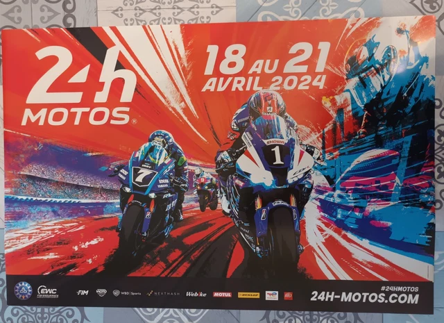 Poster Affiche 24 Heures Du Mans Moto 2024 40x60cm 24h00 Moto 2024