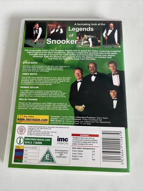 SNOOKER SUPERSTARS DVD Steve Davis Jimmy White Dennis Taylor Willie ...