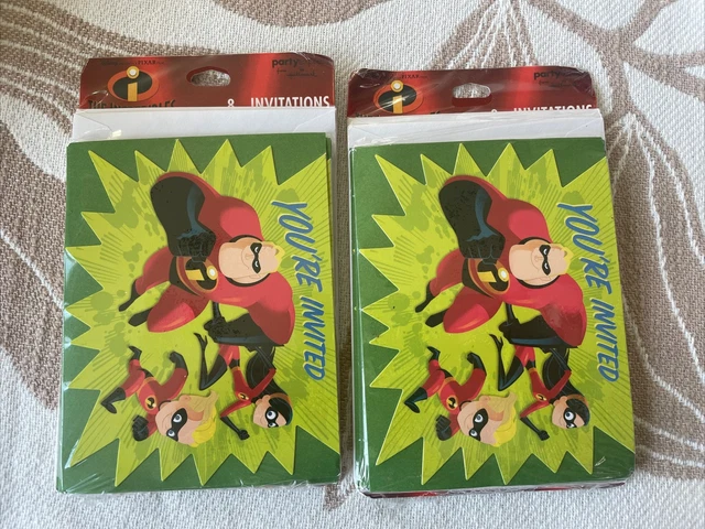 THE INCREDIBLES 16 Party Express Hallmark INVITATIONS WITH ENVELOPES ...