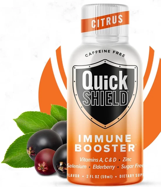 QUICK SHIELD IMMUNE Booster + Energy Citrus Sugar Free 2oz (59ml) / No ...