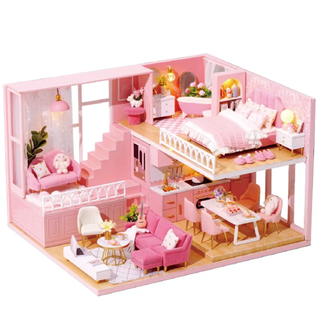 DIY MINI HOUSE Kit Miniature Room Wooden Model Building Toy Assembled £ ...