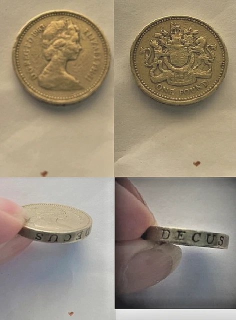 RARE ERROR COIN Upside Down 1983 1 Pound "Decus Et Tutamen" Britain Uk ...