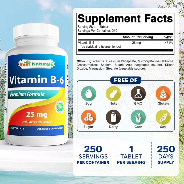 VITAMIN B6 25 mg 250 Tablets £11.40 - PicClick UK