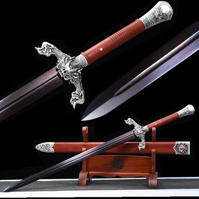 LONGSWORD BLUE RED Dragon Slayer Sword Straight Double Edge Blade ...