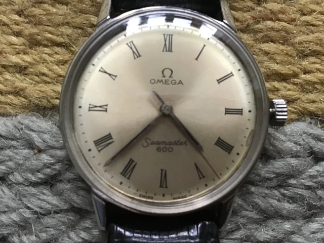 VINTAGE OMEGA SEAMASTER 600 Mechanical Wind Up Watch 1960s Black Strap ...