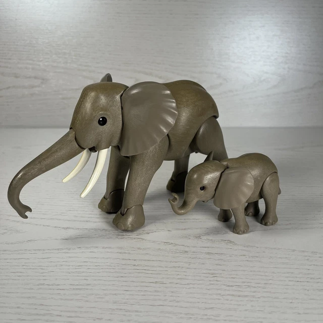 PLAYMOBIL LARGE AFRICAN Mother & Baby Elephant Zoo Safari Jungle ...