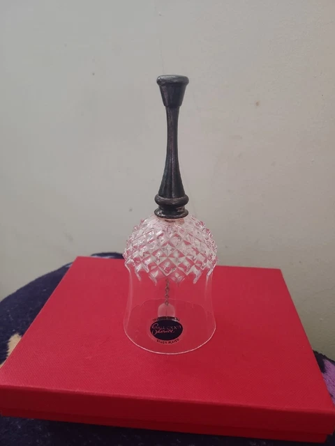 VINTAGE 24% LEAD Crystal Bell, Silver Plated Handle By Royal County ...