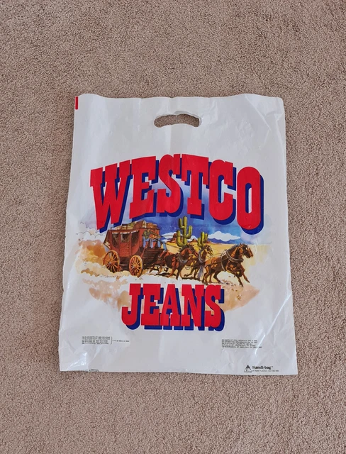 VINTAGE PLASTIC BAG shopping bag Westco Jeans $15.00 - PicClick AU
