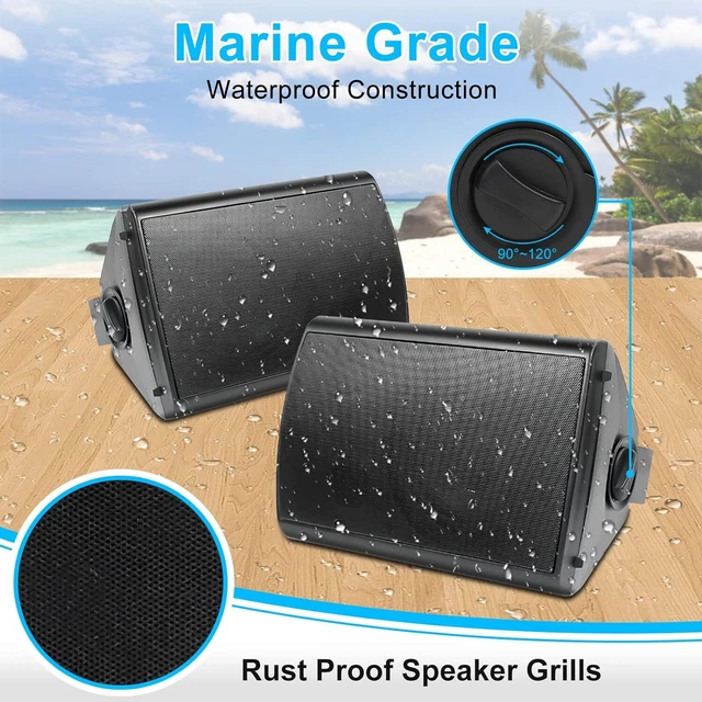 HERDIO 2X 6.5& Indoor Outdoor Bluetooth Speakers Wall Mount Stereo Speaker 400W £112.19 ...