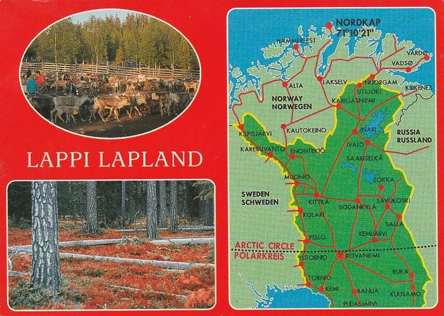 AK MAP, LANDKARTE, Umgebungskarte **LAPPI-LAPLAND** Suomi - Finland EUR ...