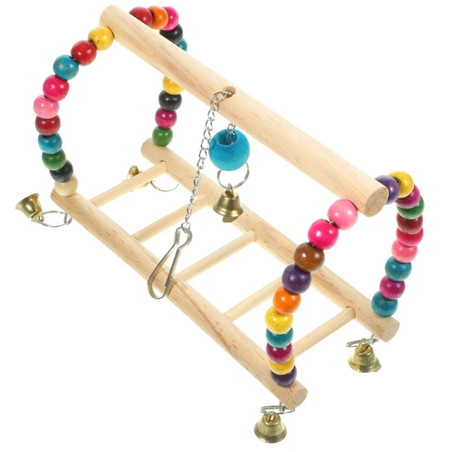 PARROT SUSPENDED WOODEN Swing Toy Bird Perch Stand for Cage Accessories ...