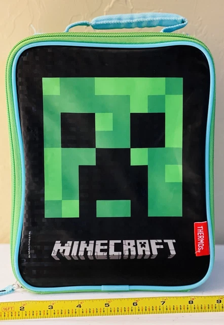MINECRAFT CREEPER SOFT Insulated Dual School Lunch Box Tote Bag Thermos ...