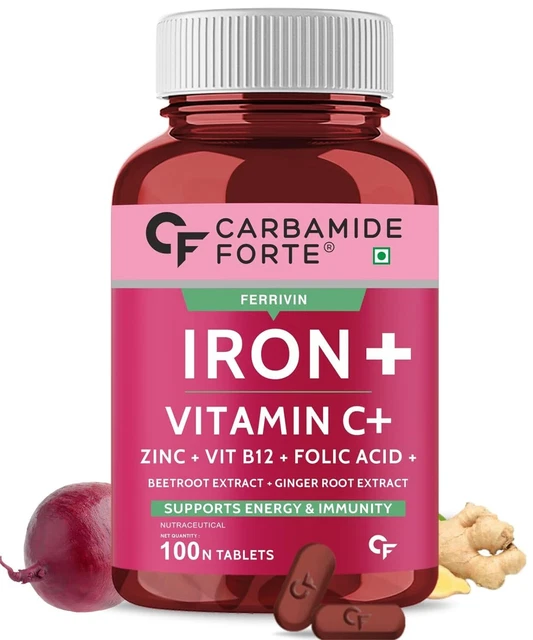CARBAMIDE FORTE FERRO, Vitamina C, Acido Folico Integratore 100 ...