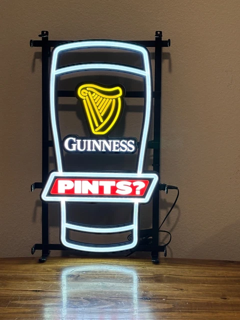 GUINNESS BEER LED Bar Sign Man Cave Garage Decor Lighted Sign New Pints ...