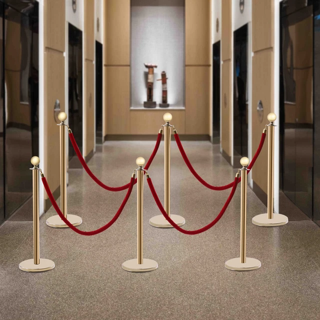 STANCHION SET QUEUE Pole Crowd Control Barrier Stanchions & Velvet ...
