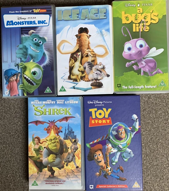 MONSTERS INC, ICE Age, SHREK, A Bugs Life, Toy Story - VHS VIDEO BUNDLE ...