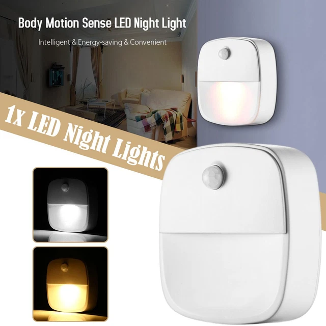 PLUG-IN NIGHT LIGHT LED Motion Sensor Activated Bathroom Kitchen ...