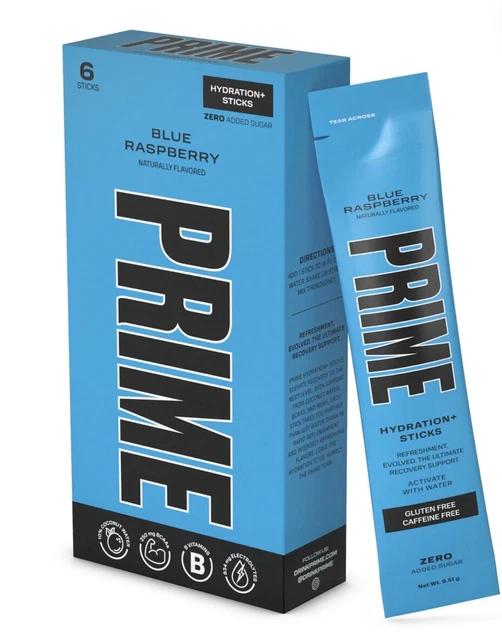 PRIME HYDRATION STICK Blue Raspberry 1 Box (of 6 sticks) $22.99 - PicClick