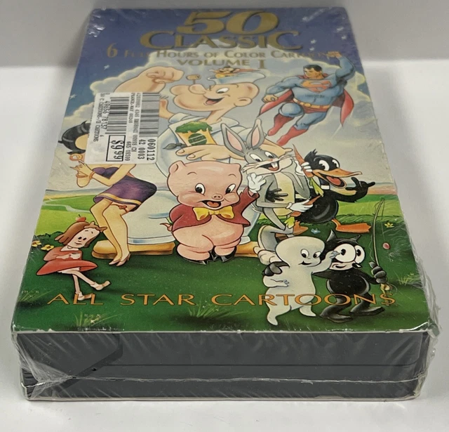 VTG 50 CLASSIC Cartoons 6 Full Hours of Color Cartoons Volume I VHS ...