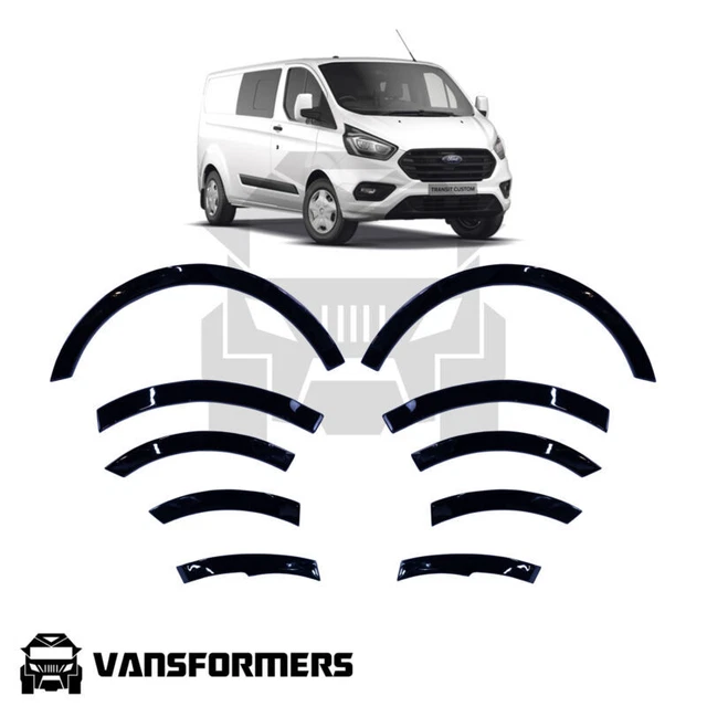 FORD TRANSIT CUSTOM MK1 Facelift 2018+ Wheel Arch Trims Gloss Black ...