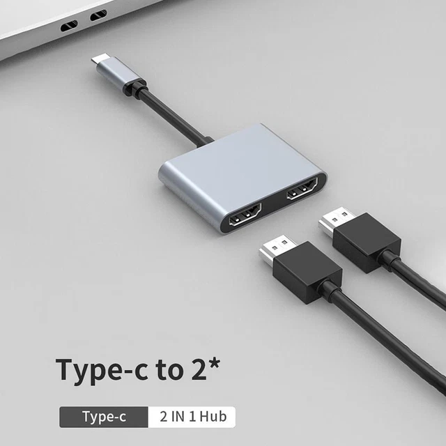USB HUB TYPE C to Dual Screen Display HDMI-Compatible Splitter Video ...