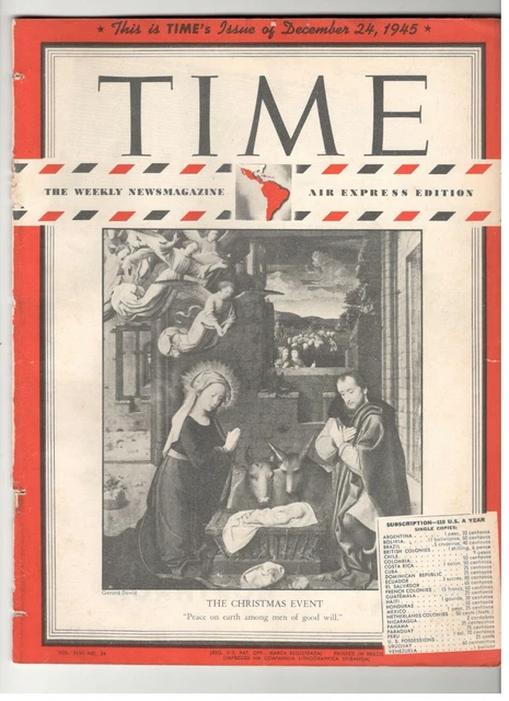TIME MAGAZINE DECEMBER 24, 1945 The Christmas Event Sacra Famille EUR ...