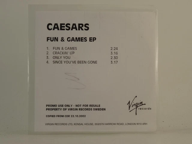 CAESARS FUN AND GAMES EP (H1) 4 pistes CD promotionnel manche blanche ...