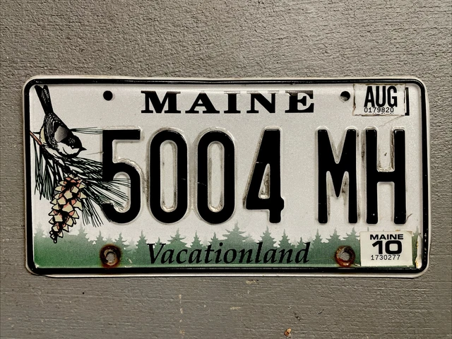 VINTAGE MAINE LICENSE Plate Pine Cone/Chickadee 5004-Mh August 2010 ...