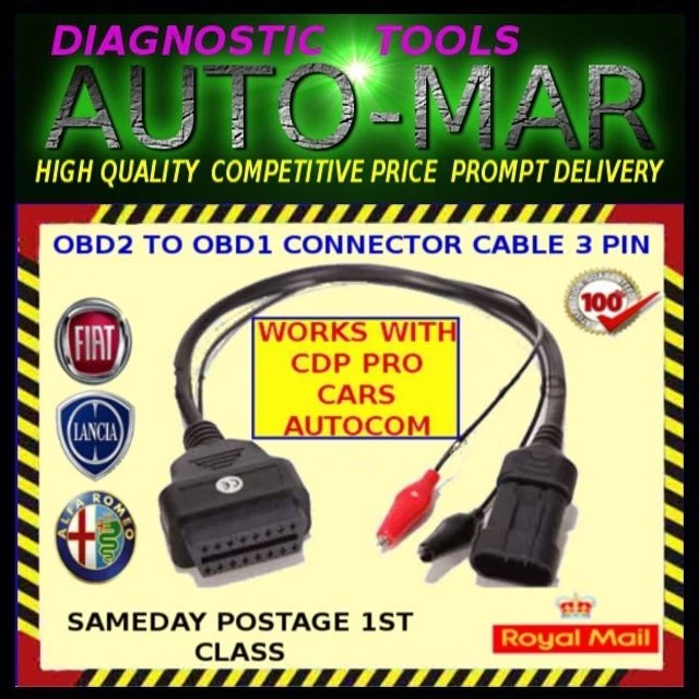 ALFA ROMEO 3 Pin Obd1 Adaptor Diagnostic Cable 145 146 155 164 Gtv Spider EUR 11,34 - PicClick DE
