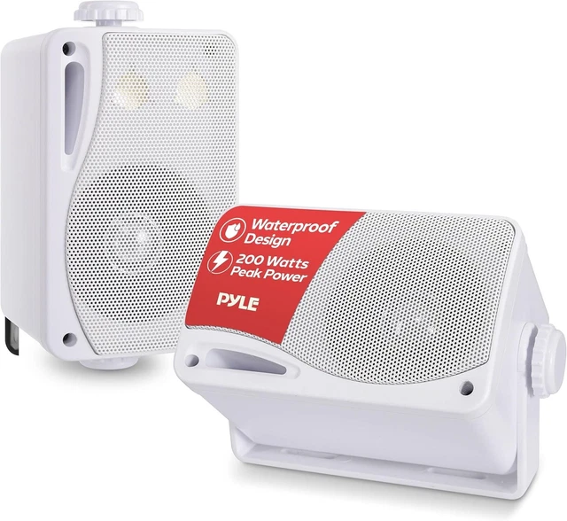 PYLE 3-WAY WEATHERPROOF Outdoor Speaker Set - 8.89cm 200W Pair, White ...