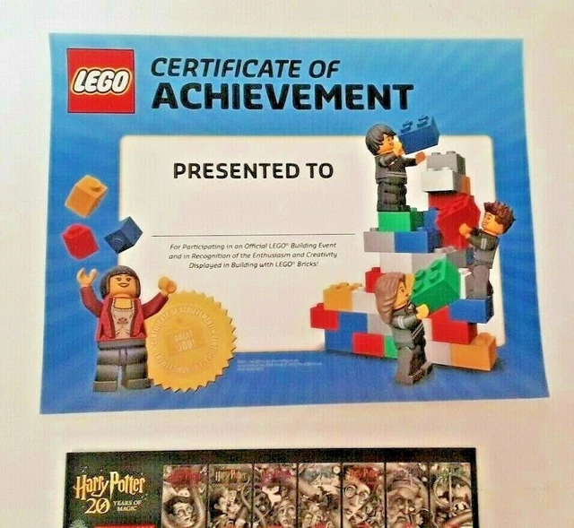 HARRY POTTER LEGO Collectible Bookmark & Certificate of Achievement ...
