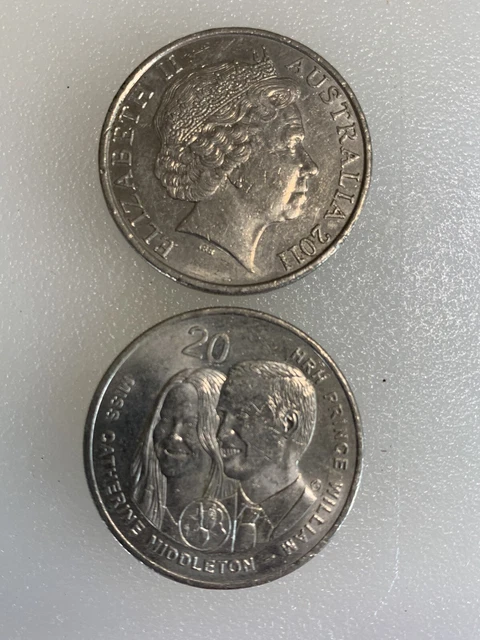 2011 AUSTRALIAN 20 Cent Coin - Royal Wedding Prince William Catherine ...
