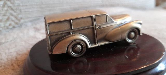 MARK MODELS PEWTER Morris Minor Traveller Car Model On Wooden Plinth £9 ...