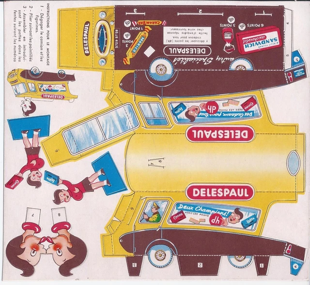 MAQUETTE EN CARTON camion publicitaire Delespaul CaramBar publicité ...