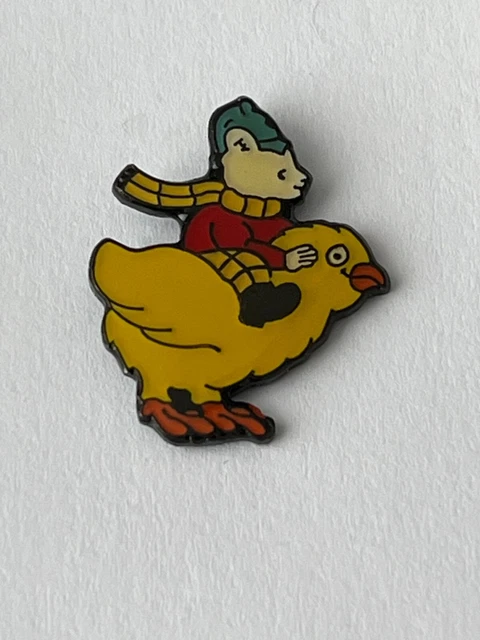 RUPERT BEAR PIN Badge * RIDING on an Easter CHICK * vgc £3.45 - PicClick UK