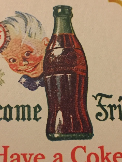 VINTAGE COCA-COLA COASTER, Welcome Friend Have A Coke, Collectable ...