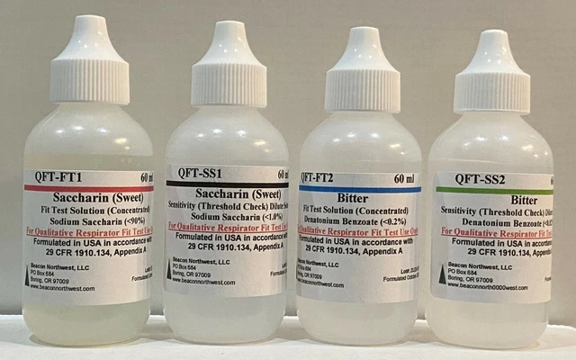 RESPIRATOR FIT TEST Solution 4-Pack - Saccharin (sweet) and Bitrex - 4 ...