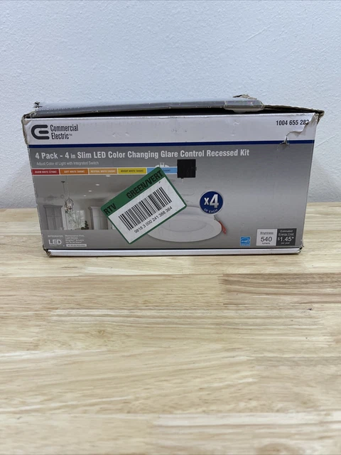 COMMERCIAL ELECTRIC SLIM Baffle 4 in. Color Selectable Recessed LED Kit ...