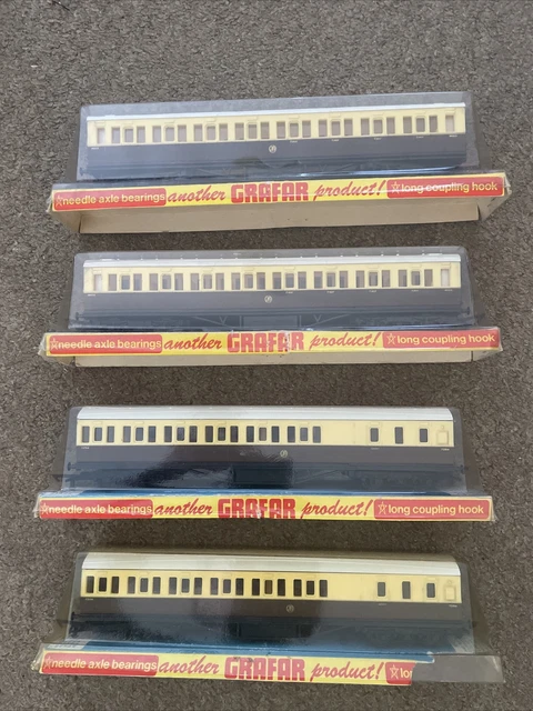 OO GAUGE GWR COACHES x 4 BY GRAFAR BOXED UNUSED see pics/read £23.95 ...